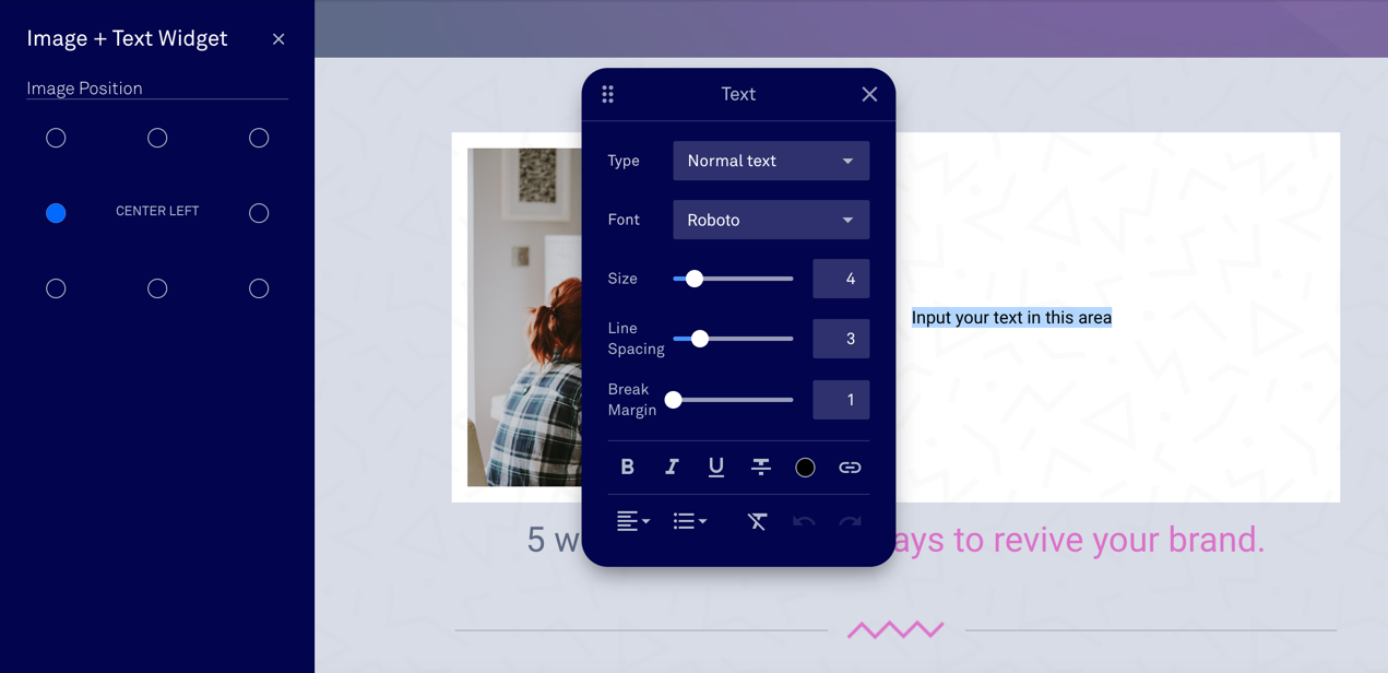 The image and text widget – Leadpages Knowledge Base